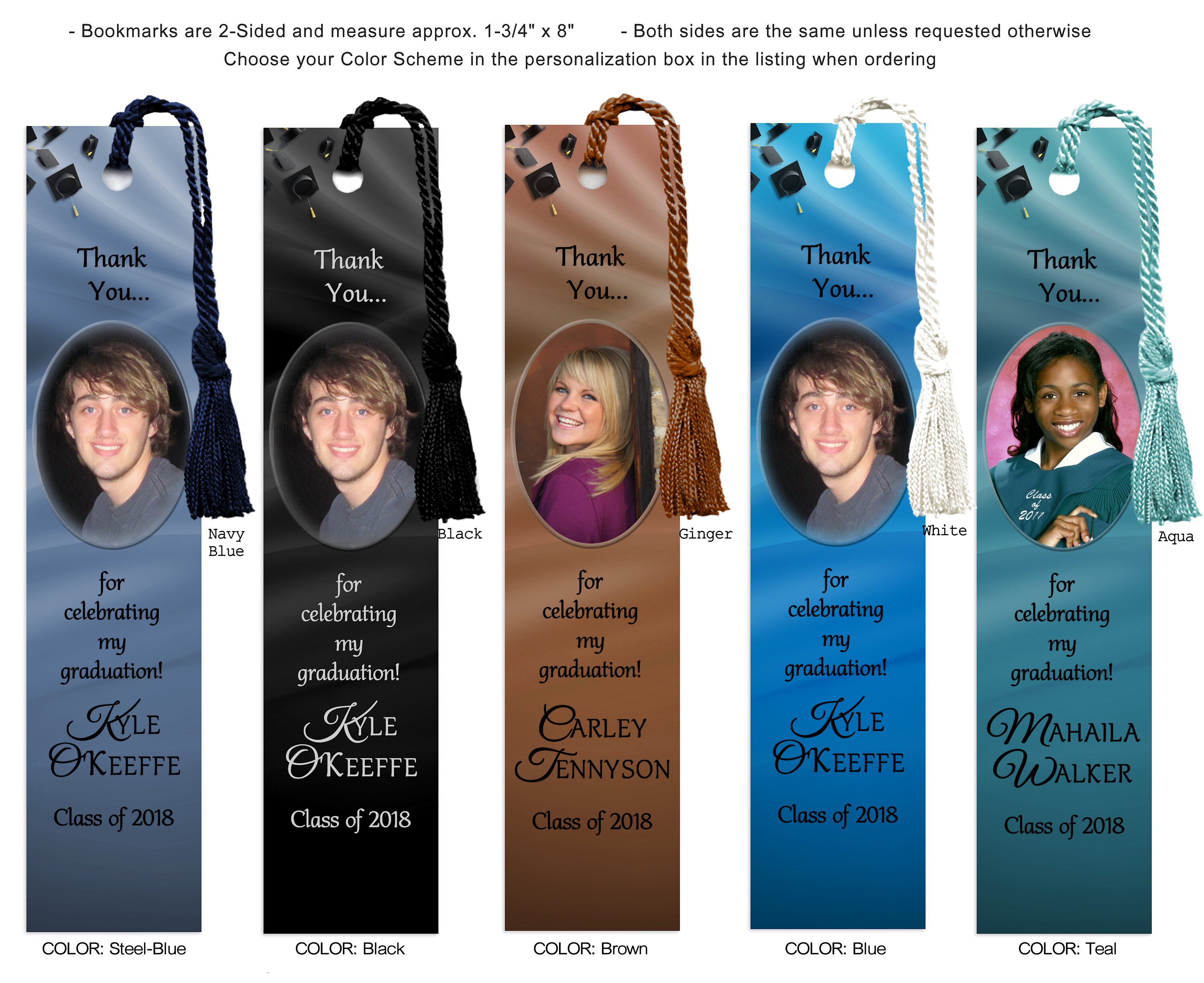 Personalized Laminated Custom Graduation Photo Bookmark book | Etsy