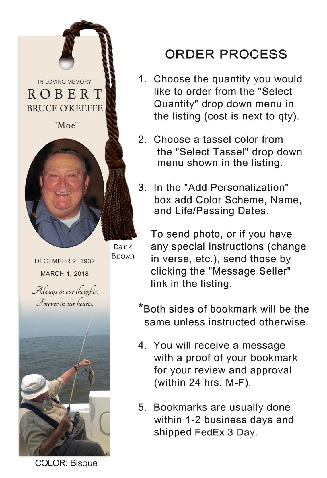 Personalized Memorial Bookmarks Funeral Favors Custom - Etsy