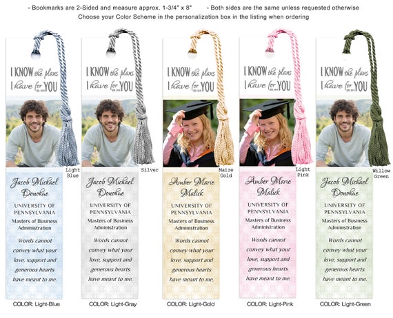 Personalized Laminated Custom Graduation Photo Bookmark book | Etsy
