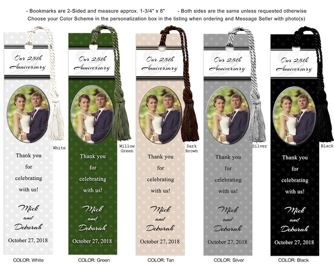 Anniversary Custom Bookmark Favor Photo Bookmarks 25th 50th - Etsy