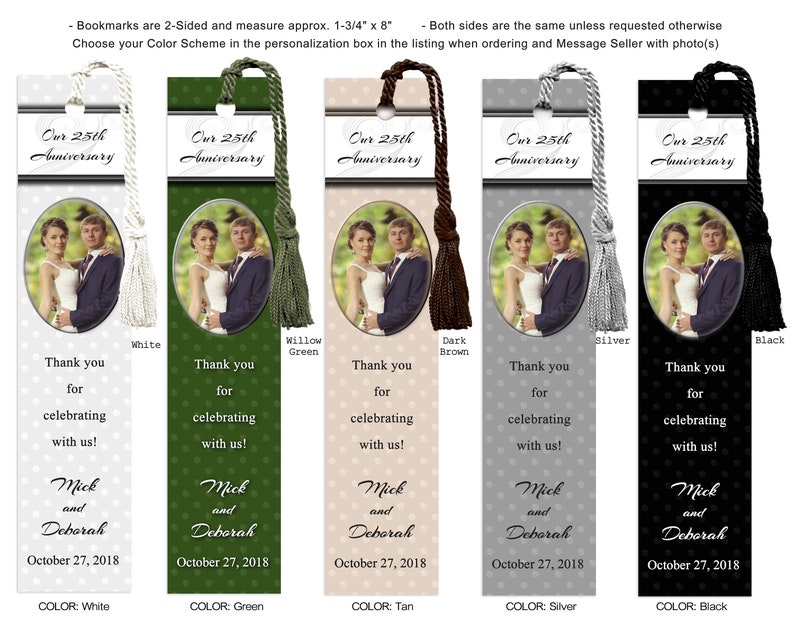 Anniversary Custom Bookmark Favor Photo Bookmarks 25th 50th | Etsy