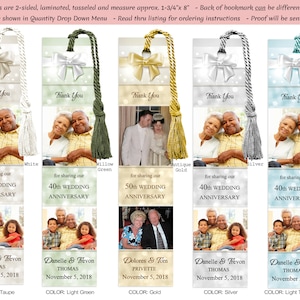 Anniversary Custom Bookmark Favor, Photo Bookmarks, 25th, 50th ...