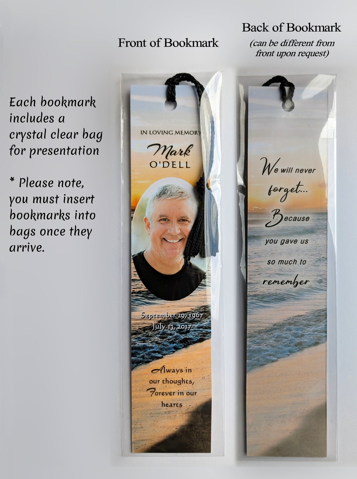 Personalized Memorial Bookmarks, Funeral Favors, Custom Bookmark #MPB5 ...