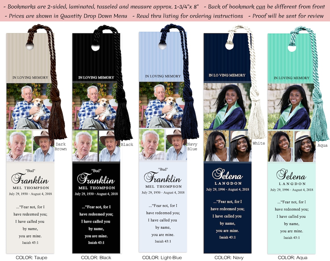 Personalized Laminated Photo Memorial/funeral/celebration of Life ...