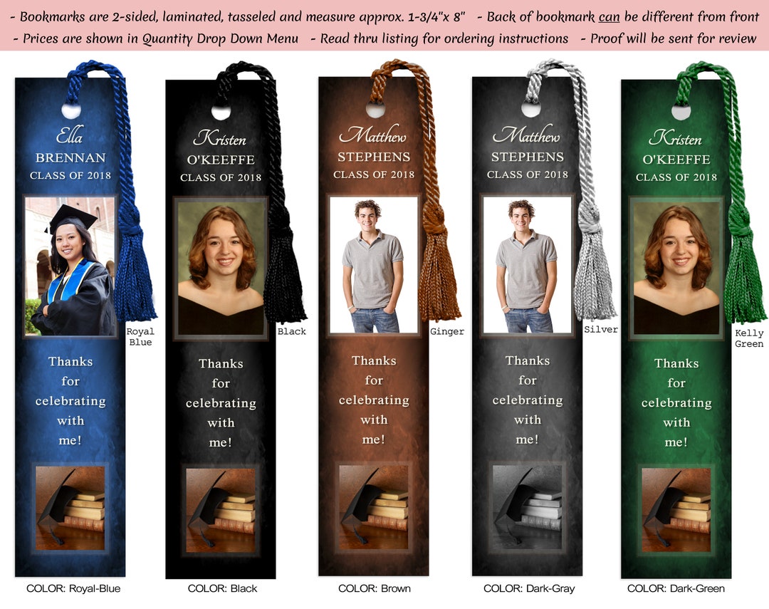 Personalized Laminated Custom Graduation Photo Bookmark (book Marks ...