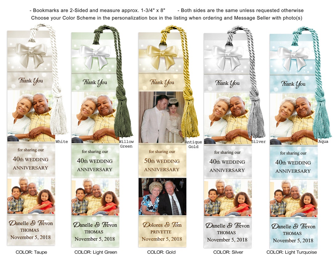 Anniversary Custom Bookmark Favor Photo Bookmarks 25th 50th - Etsy