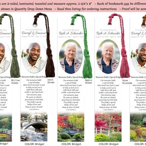 Personalized Memorial Bookmarks, Funeral Favors, Custom Bookmark #MPB5 ...