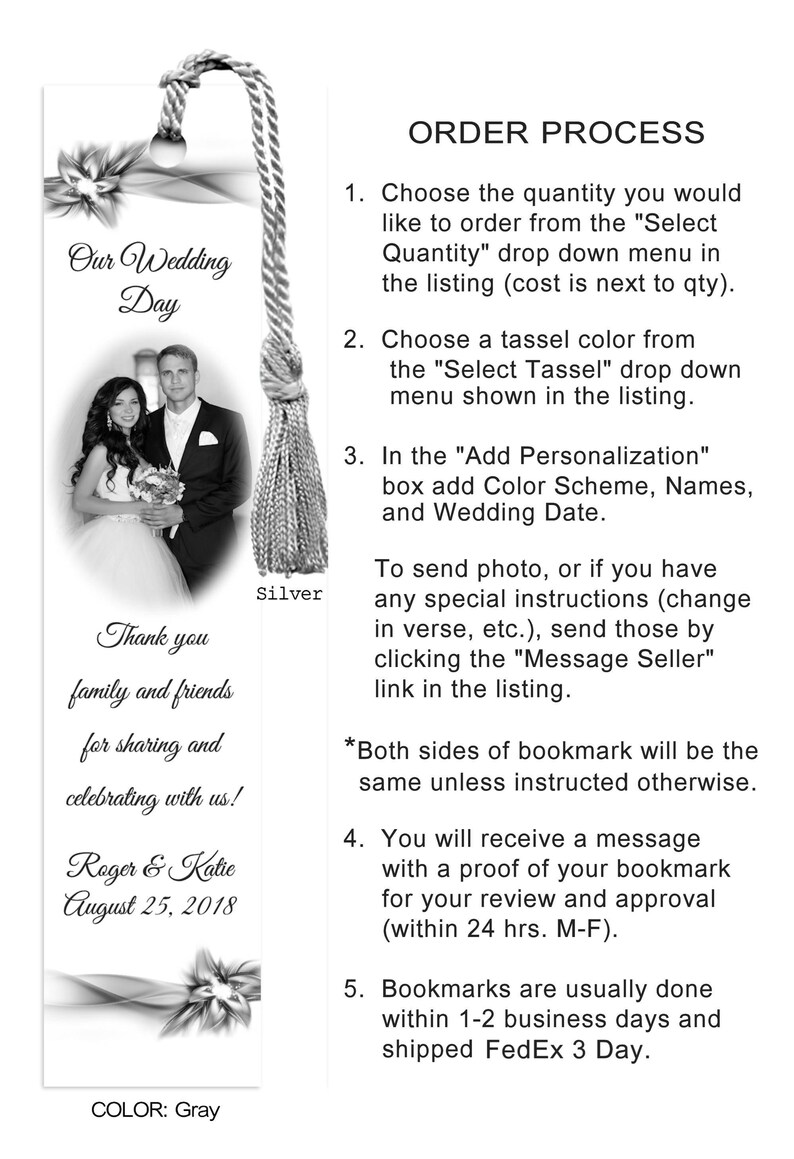 Wedding Bookmark Favors Photo Bookmarks Custom Bookmark - Etsy