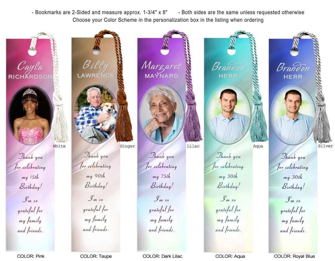 Birthday Bookmark Custom Bookmark Photo Bookmark BPB7 - Etsy