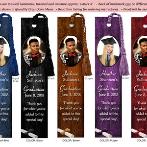 Personalized Laminated Custom Graduation Photo Bookmark (book Marks ...