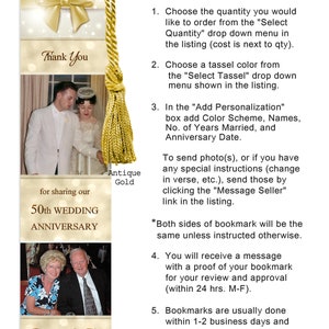 Anniversary Custom Bookmark Favor Photo Bookmarks 25th 50th - Etsy