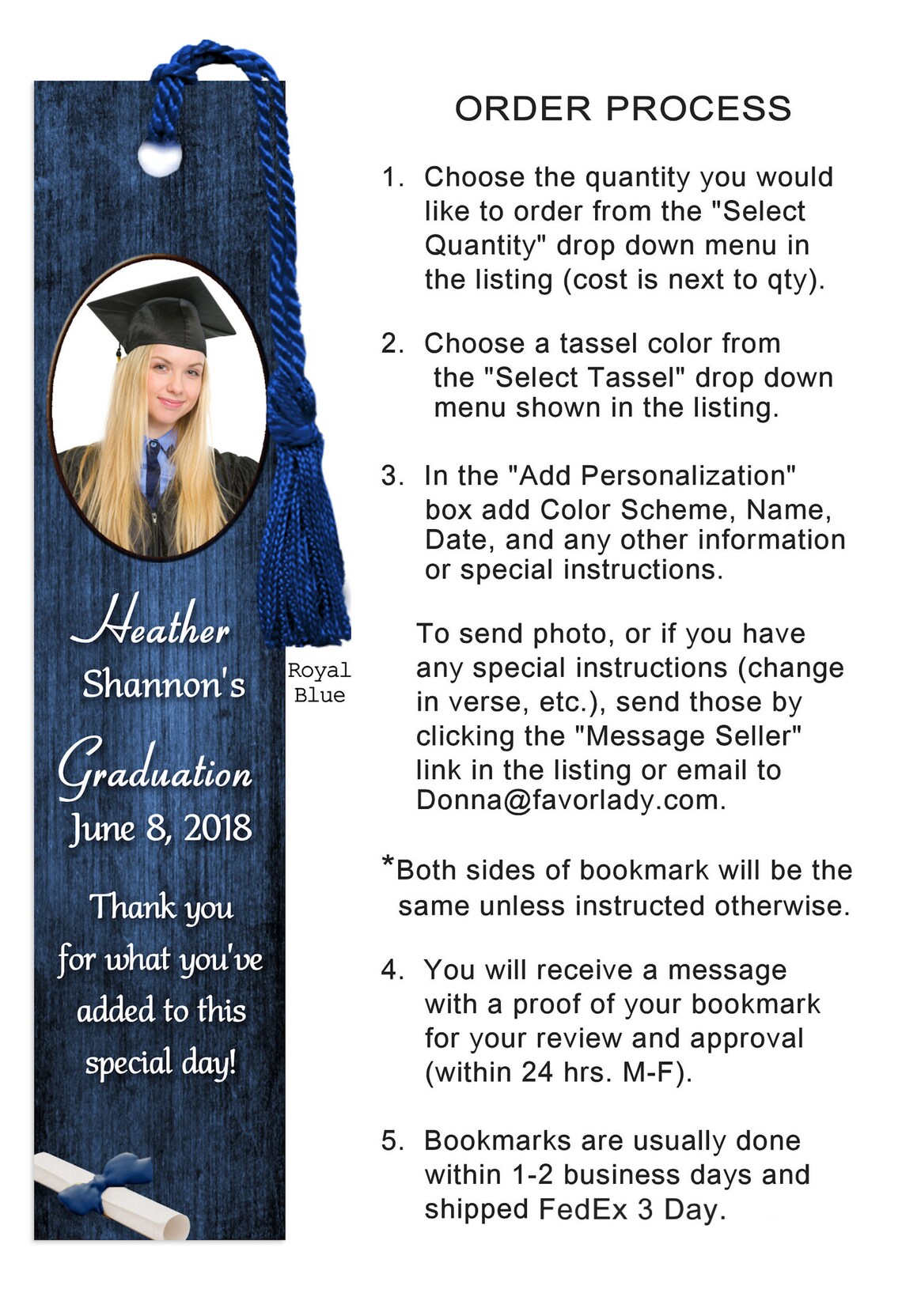 Personalized Laminated Custom Graduation Photo Bookmark book - Etsy