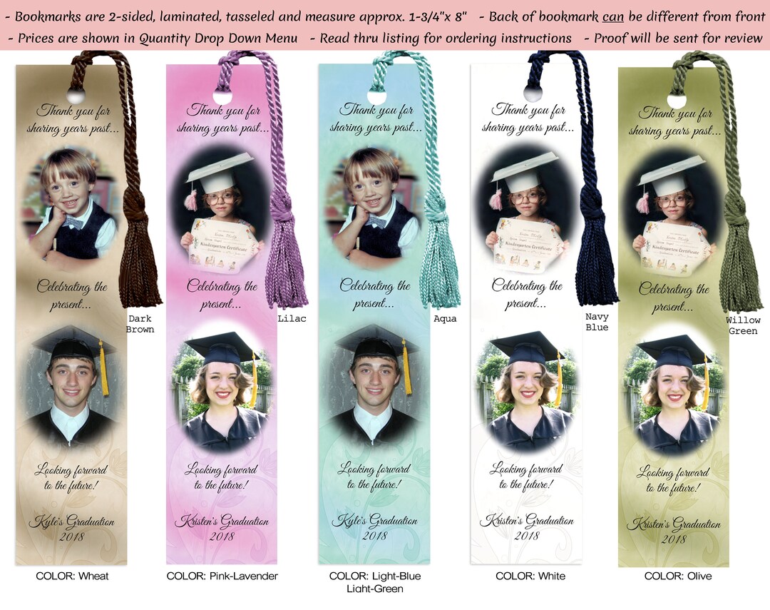 Personalized Laminated Custom Graduation Photo Bookmark (book Marks ...