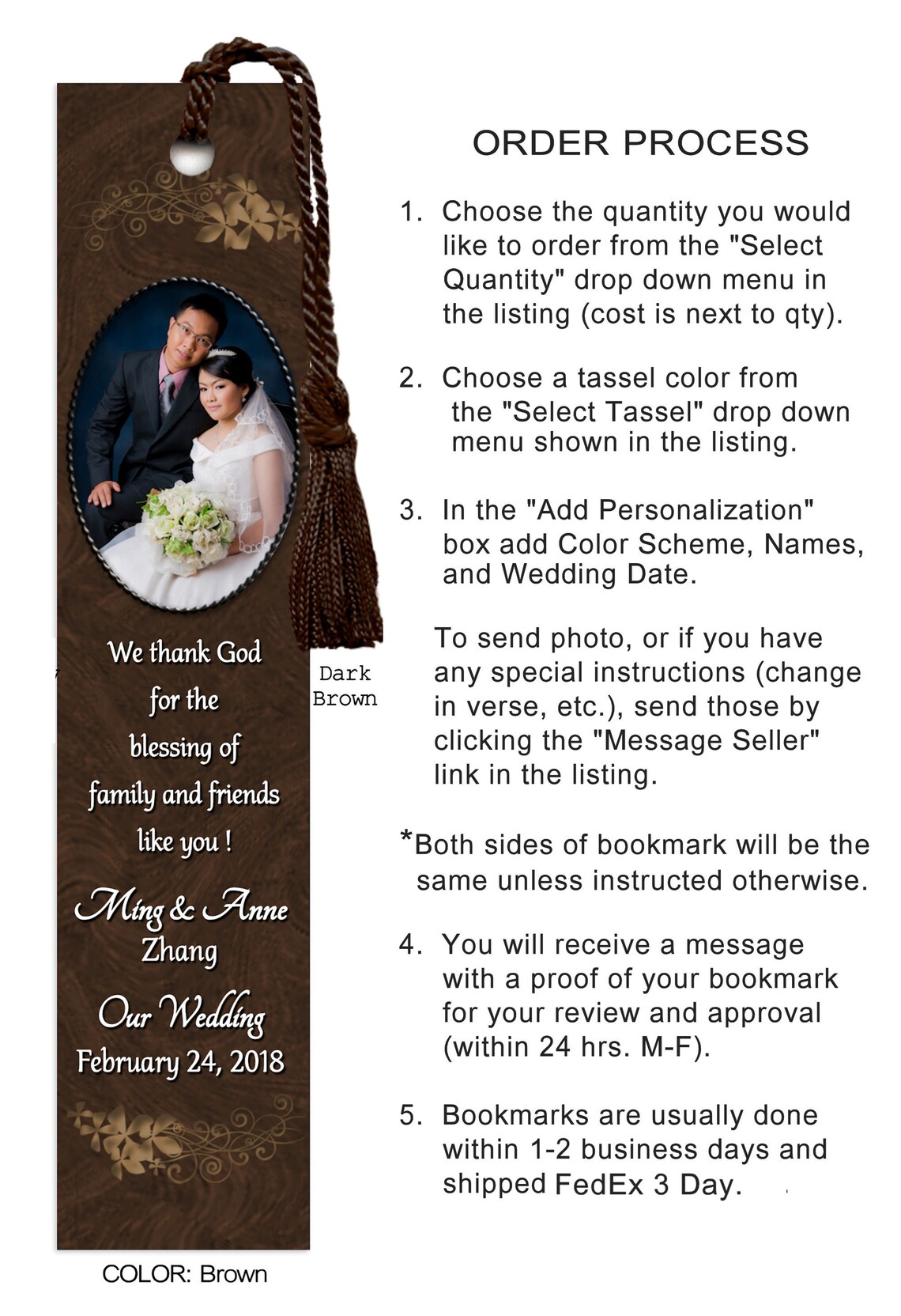 Wedding Bookmark Favors Photo Bookmarks Custom Bookmark - Etsy
