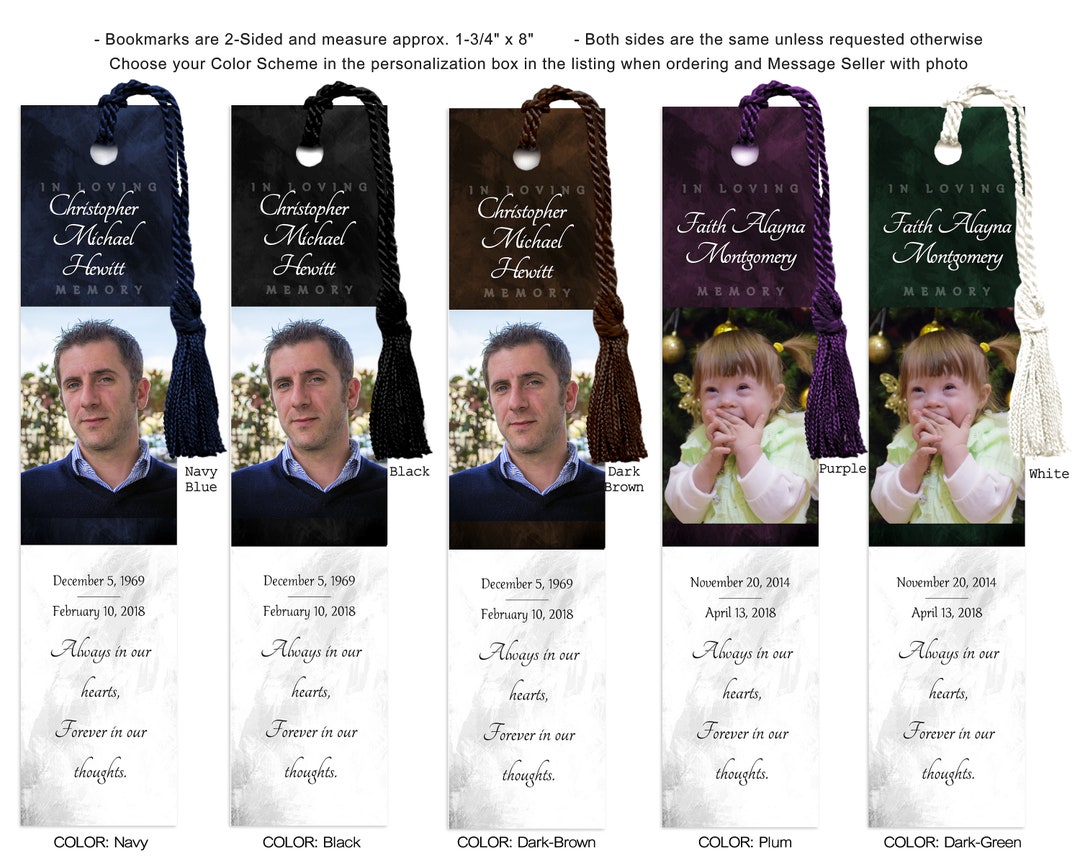 Personalized Memorial Bookmarks Funeral Favors Custom - Etsy