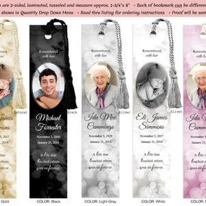 Personalized Photo Memorial Bookmark With Tassel (laminated) - Etsy