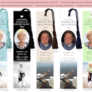 Personalized Memorial Bookmarks, Funeral Favors, Custom Bookmark #MPB4 ...