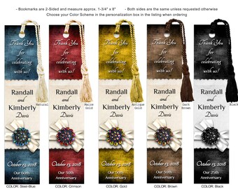 Anniversary Custom Bookmark Favor Bookmarks 25th 50th | Etsy