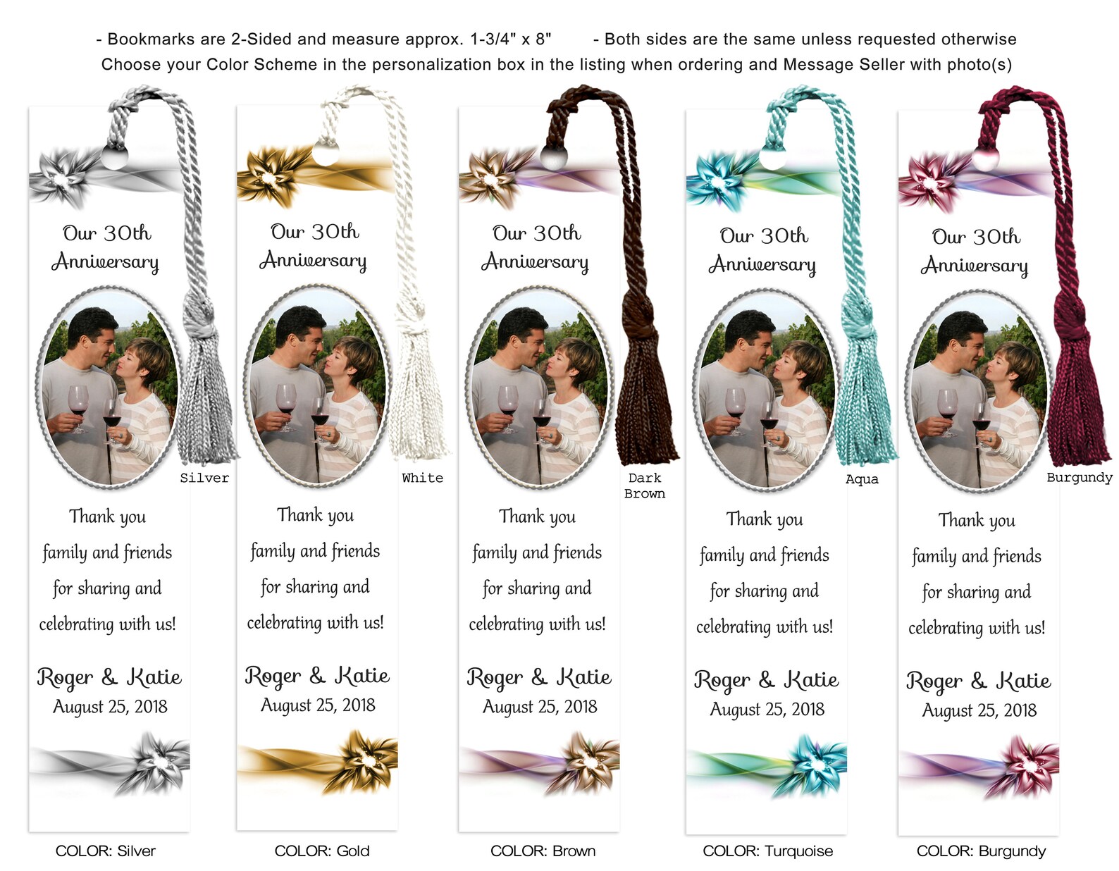 Anniversary Custom Bookmark Favor Photo Bookmarks 25th 50th - Etsy