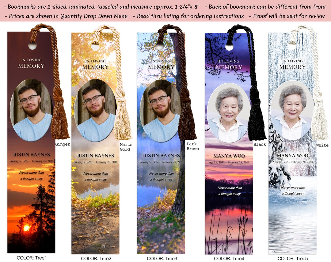 Personalized Memorial Bookmarks, Funeral Favors, Custom Bookmark #MPB3 ...