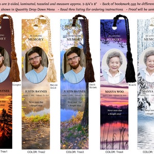 Personalized Memorial Bookmarks, Funeral Favors, Custom Bookmark #MPB3 ...