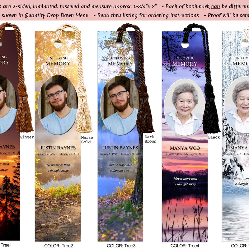 Memorial Bookmark - Etsy