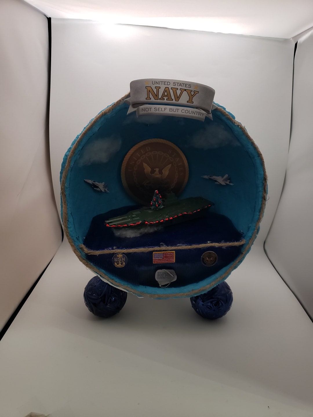 Navy Christmas Diorama Table Decor - Etsy