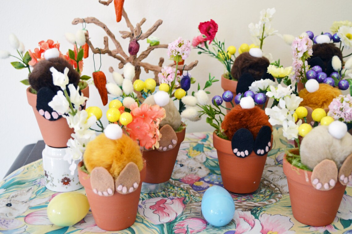 Easter Bunny Flower Pot, Table Decoration, Easter Decor, Ready to Ship ...