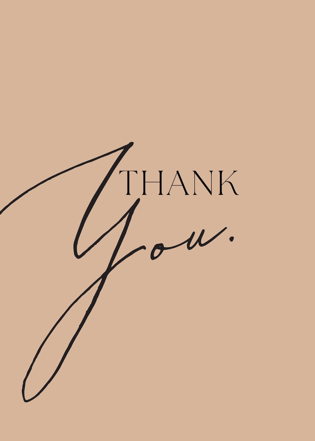 Editable Beige Modern Thank You Card - Etsy