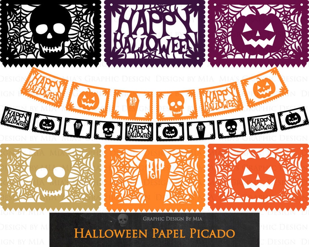 Halloween Papel Picado, Halloween Bunting, Day of the Dead Decoration ...