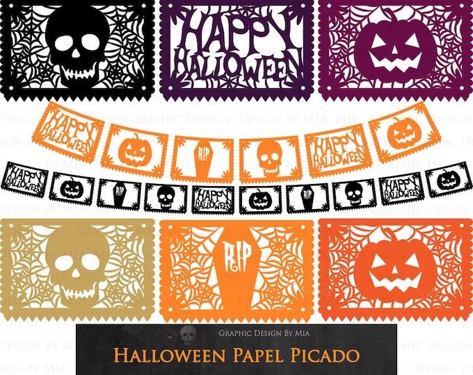 Halloween Papel Picado, Halloween Bunting, Day of the Dead Decoration ...