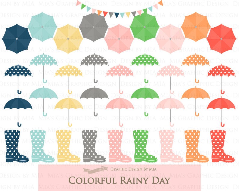Rain Clipart, Rain Boots, Umbrella, Rain Images, Raindrop, Clouds ...