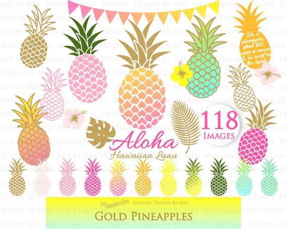 Pineapple. Gold Pineapple, Flat Gold, Hawaiian Party, Aloha, Luau ...
