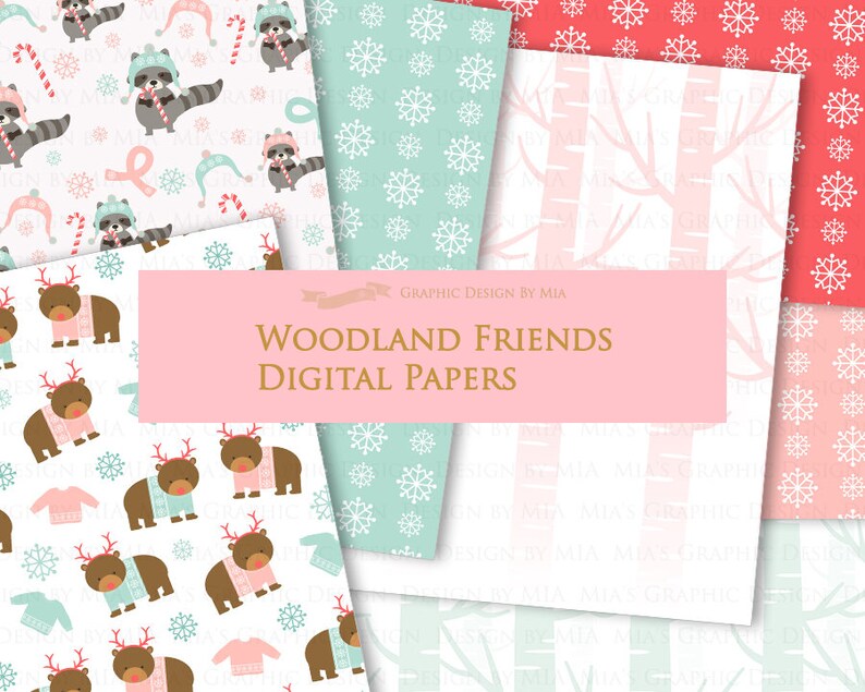 Woodland Friends Happy Holidays Christmas Winter Woodland | Etsy