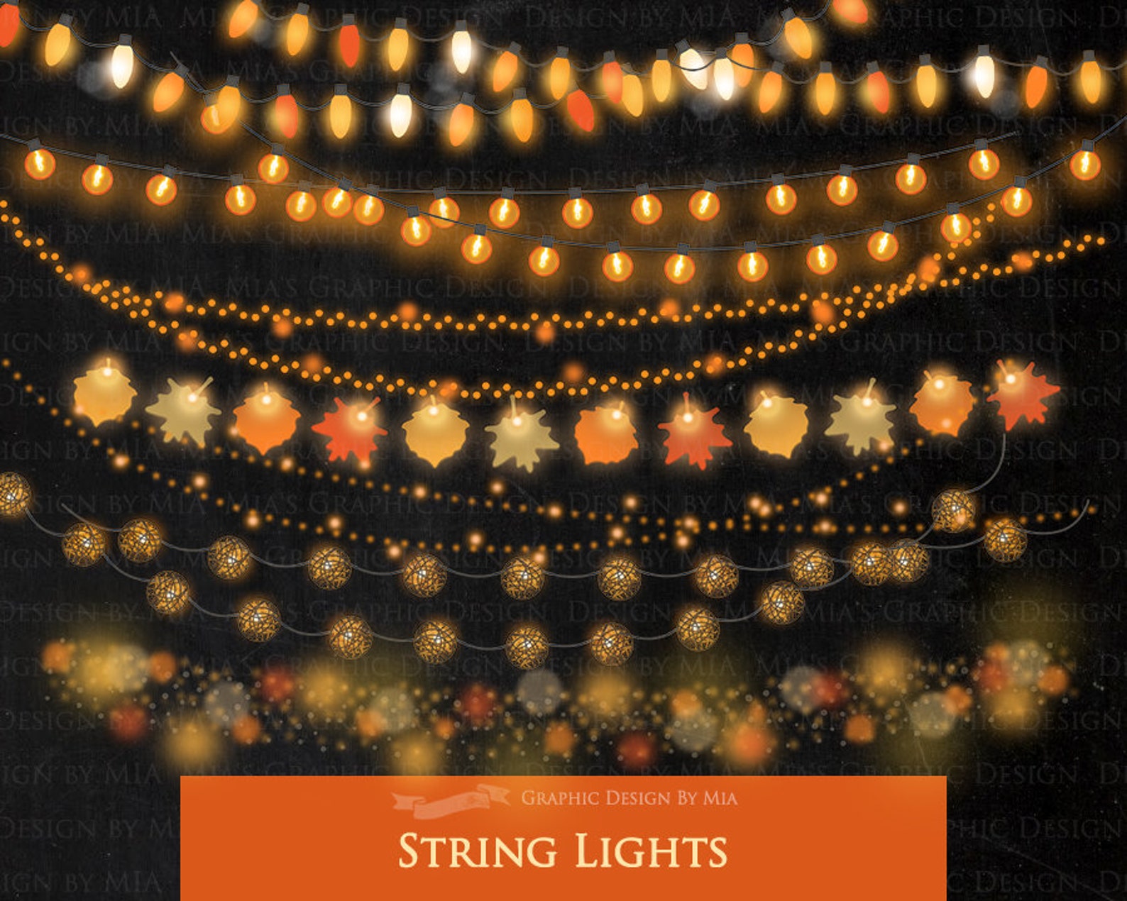 String Lights Clipart Fairy Lights Clipart Party Lights - Etsy