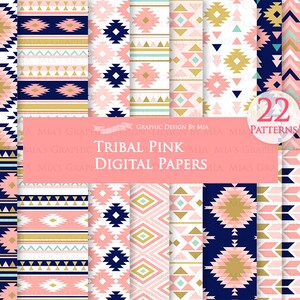 Tribal Pink Aztec Digital Paper Pack Instant Download | Etsy