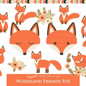 Fox Clipart, Red Fox, Woodland Friends, Fox Digital, Fox, Autumn, Fall ...