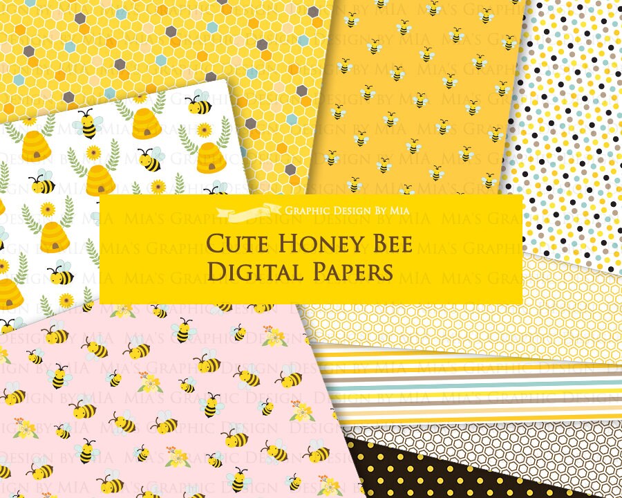 Cute Bee Bee Honey Bee Beehive Digital Paper Pack Instant | Etsy