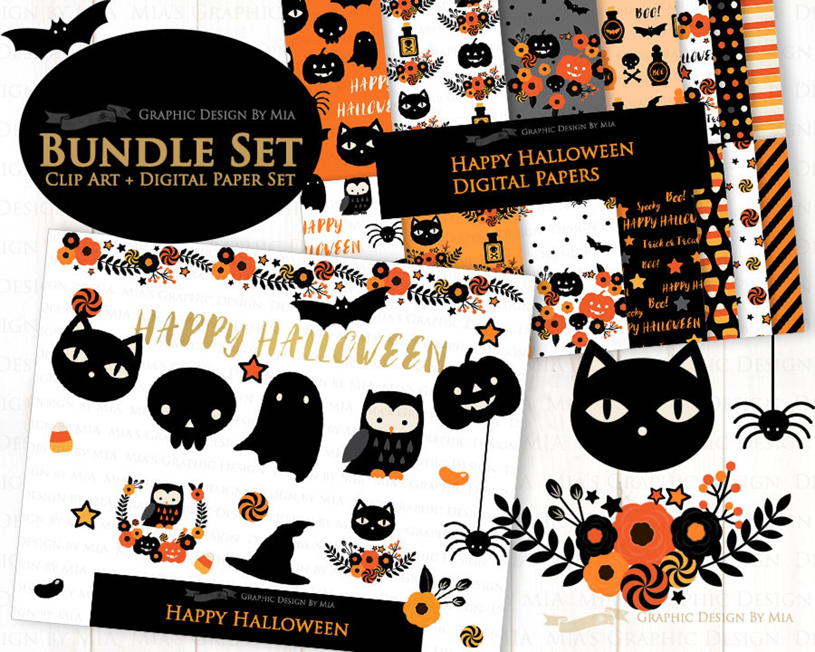 Halloween Clipart, Halloween Digital Paper, Fall Digital, Autumn ...