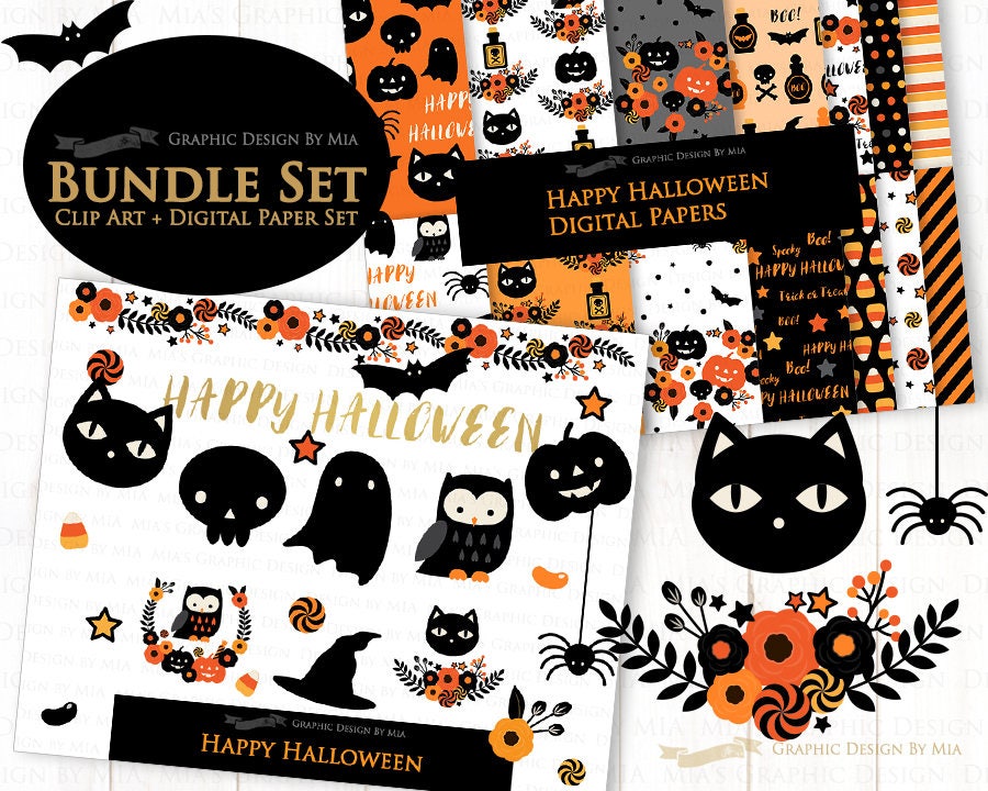 Halloween Clipart, Halloween Digital Paper, Fall Digital, Autumn ...