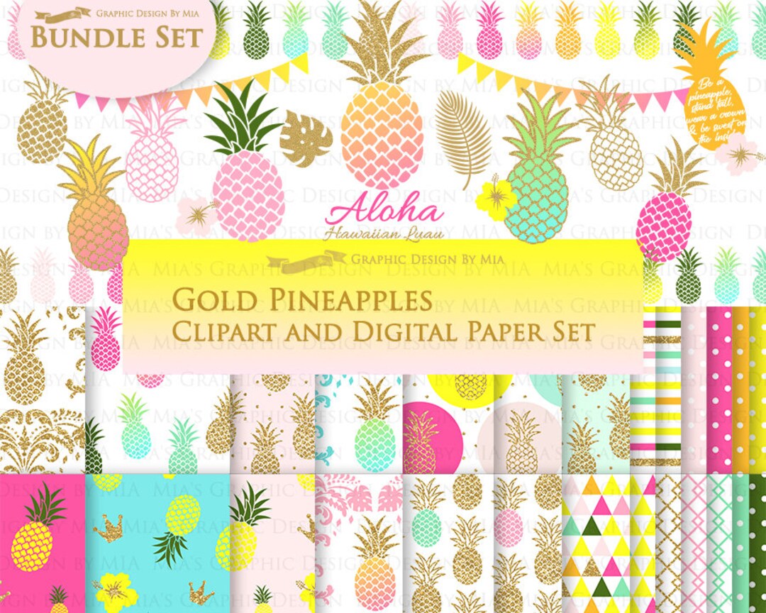 Pineapple. Gold Pineapple, Gold Glitter, Hawaiian Party, Aloha, Luau ...