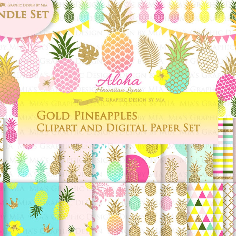 Gold Pineapple Paper - Etsy