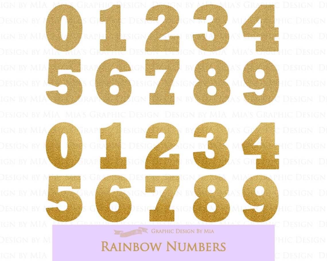 Gold Numbers Gold Glitter Numbers Numbers Clip Art Instant | Etsy