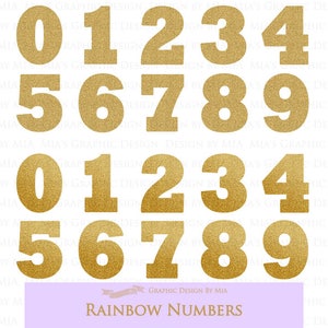Gold Numbers, Gold Glitter Numbers, Numbers Clip Art - Instant Download ...