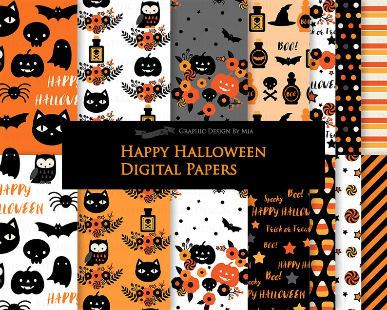 Halloween Clipart, Halloween Digital Paper, Fall Digital, Autumn ...