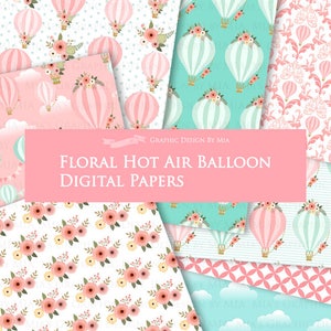 Air Balloon, Hot Air Balloon, Floral, Air Balloon Digital, Pink and ...