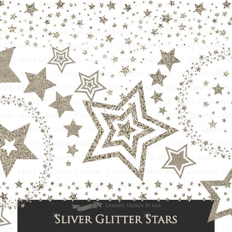 Silver Glitter Stars - Etsy