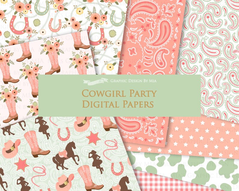 Cowgirl Digital Paper Cowgirl Digital Cowgirl Party Cowgirl | Etsy
