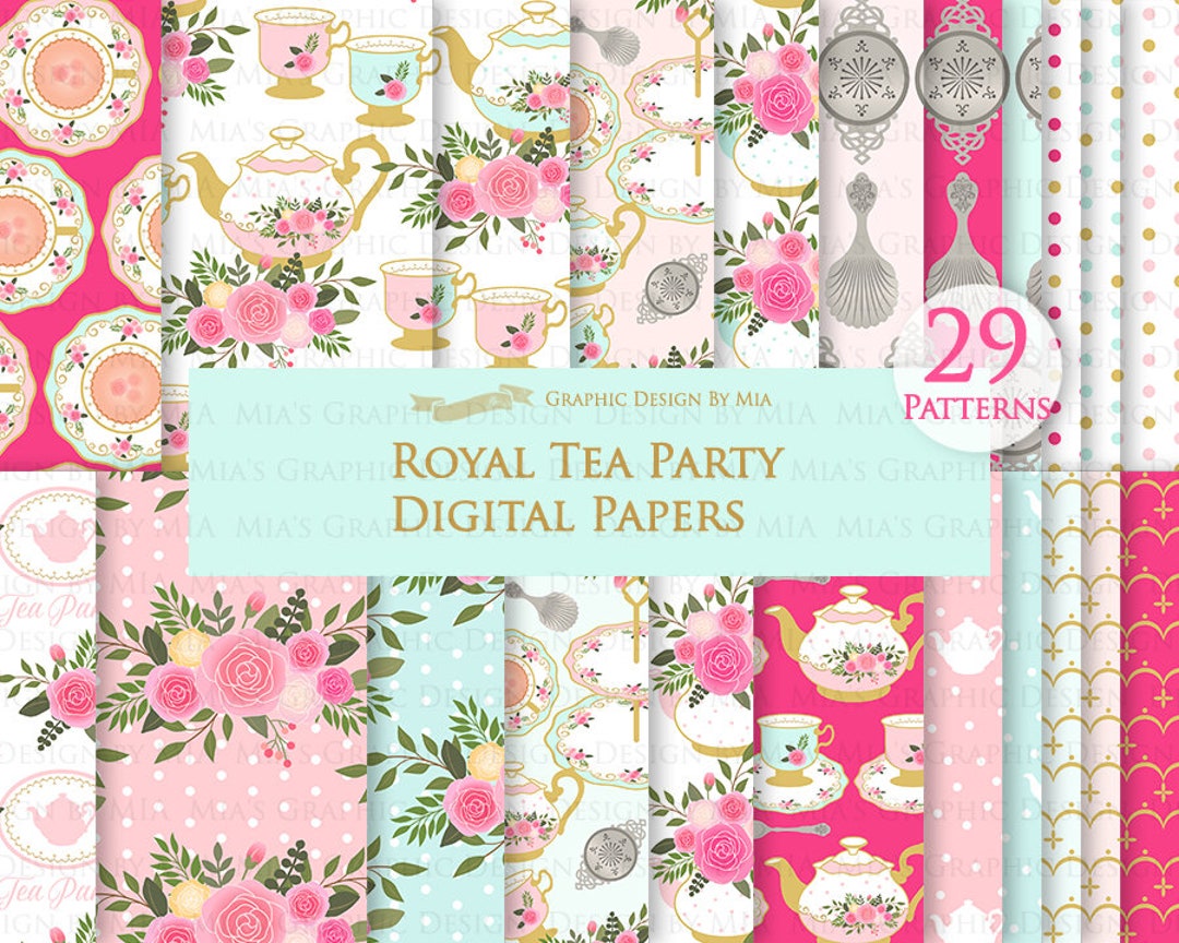 Tea, Tea Party, Tea Cup, Afternoon Tea, Rose, Pink & Mint Tea Digital ...