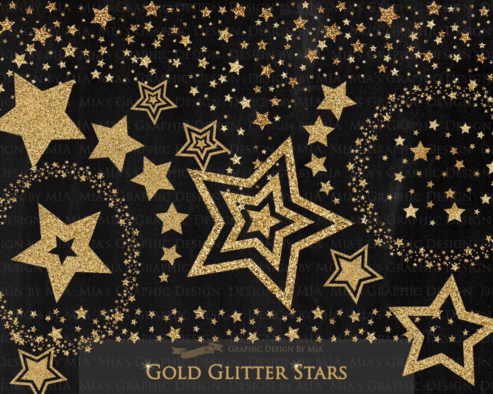 Gold Stars, Gold Glitter, Star Digital, Stars Clip Art - Instant ...